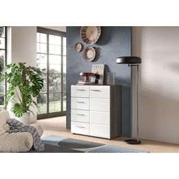 Kommode Inosign, B:80cm H:85cm T:37cm, grau, FSC-zertifizierter Holzwerkstoff, Flur, Sideboards, "Rumba, Breite 80cm, in Rauchsilber Nachbildung/Wei&szlig;
