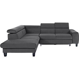 Ecksofa COTTA, B:249cm H:75cm T:207cm, grau, Microfaser PRIMABELLE (100% Polyester);Flachgewebe (100% Polyester);Samtvelours (100% Polyester),