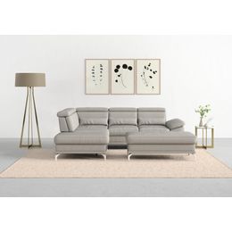 Sit & More Ecksofa SIT & MORE, B:274cm H:87cm T:230cm, grau, Wohnzimmer, Sofas, "Cabrio L-Form, B: 274 cm, mit Sitztiefen-, Arm- & Kopfteilverstellung", 3