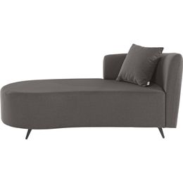 Recamiere Home Affaire, B:182cm H:82cm T:90cm, grau, 100% Polyester, Sofas, "Hulby", wahlweise mit und ohne Hocker und Armlehne links oder rechts