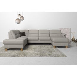 Wohnlandschaft Home Affaire, B:308cm H:89cm T:212cm, grau, Luxus-Microfaser (100% Polyester);Struktur (100% Polyester);Luxus-Microfaser in Lederoptik