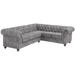 Chesterfield-Sofa Home Affaire, B:250cm H:74cm T:210cm, grau, Luxus-Microfaser (94% Polyester, 5% Nylon, 1% Spandex);Microfaser Antiklederoptik (100%