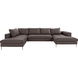 Wohnlandschaft OTTO products, B:371cm H:83cm T:210cm, braun, Struktur fein: aus recycleten PET-Flaschen (100% PES), Sofas, "Finnja, viel Platz,