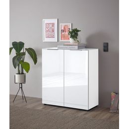 HBZ-MEBLE Kommode HBZ, B:90cm H:99cm T:40cm, weiß, Holzwerkstoff, Schlafzimmer, Sideboards, "Santorin, BxHxT 90x99x40 cm", Breite 90cm, Softclose für Türen,