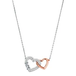 Michael Kors Damen Kette mit Anhänger "Schmuck Geschenk Silber 925 Halsschmuck PREMIUM LOVE Herzen", Silber 925 (Sterlingsilber), L: 46 B: 1mm, rosa,