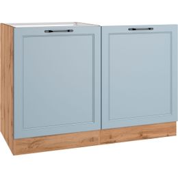 Sp&uuml;lenschrank KOCHSTATION, B:120cm H:82cm T:60cm, blau, Holzwerkstoff, MDF, K&uuml;che, Schr&auml;nke, "KS-Lana", Breite 120 cm