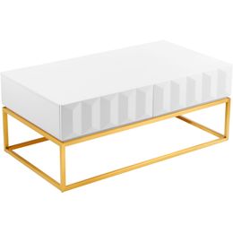 Couchtisch LEONIQUE, B:110cm H:45cm T:61,5cm, weiß, Wohnzimmer, Tische, "Alais, TOPSELLER, OTTOs Choice", in 3D-Optik, mit zwei Schubladen und
