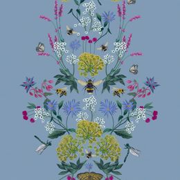 Joules Vliestapete "Perfect Pollinators Haze Blue", B/L: 0,52mm x 10mm, Rollen:, blau, Wohnzimmer, Tapeten, floral
