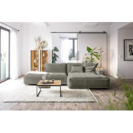 Ecksofa Musterring, B:330cm H:81cm T:190cm, gr&uuml;n, 100% Polyester, Wohnzimmer, Sofas, "Lucia", verschiedene Farben, gro&szlig;er Longchair mit Armlehne,