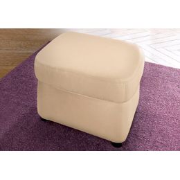 Hocker DOMO collection, B:60cm H:42cm T:60cm, beige, NaturLEDER (echtes Rindsleder) in Sitz und R&uuml;cken. Korpus in passendem Kunstleder SOFTLUX
