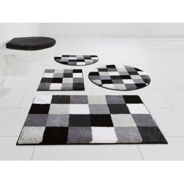 Badematte Grund, H:20mm, grau, Kunstfaser, Badematten, "Mosaik, Badvorleger, Badezimmer Teppich, sehr weich", angenehm weich, auch als 3 teiliges Set