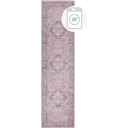 Teppich FLAIR RUGS, B:60cm H:4mm L:230cm, rosa, Kunstfaser, Wohnzimmer, Teppiche, "Windsor", Waschbarer Teppich