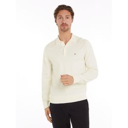 Tommy Hilfiger Herren Polokragenpullover "PIMA ORG CTN CASHMERE LS POLO", weiß, casual, Gr. XXXL, Strick, Obermaterial: 92% Baumwolle, 8% Kaschmir,