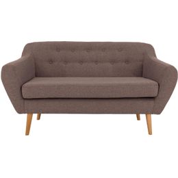 2-Sitzer Home Affaire, B:128cm H:78cm T:73cm, braun, Leder Belfast (echtes Rindsleder), Sofas, "Renne", mit Heftung im Rücken im skandinavischem Stil