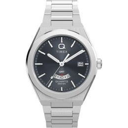 Timex Herren Quarzuhr "CONTINENTAL GMT", silber, Armbanduhren, Armbanduhr, Herrenuhr,Edelstahlarmband,Datum, Leuchtzeiger