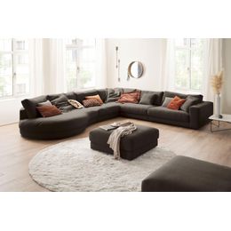 Ecksofa 3C CANDY, B:395cm H:86cm T:225cm, grau, 100% Polyester, Wohnzimmer, Sofas, "Enisa II, bequem und komfortabel, Mega Familiensofa, L-Form",