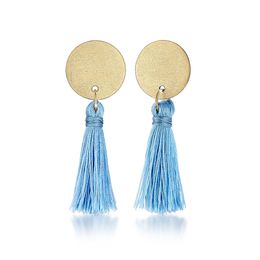 Elli Damen Paar Ohrstecker "Hänger Kreis Boho Tassel Trend Matt 925 Silber", onesize, ohne Stein, Silber 925 (Sterlingsilber), gold, Silber 925