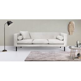3-Sitzer Home Affaire, B:218cm H:83cm T:74cm, beige, 100% Polyester, Sofas, "Lillibeth Designsofa mit Wellenunterfederung, Maße B/T/H: 218/74/83 cm",