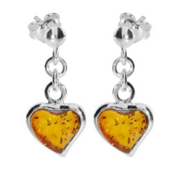 OSTSEE-SCHMUCK Damen Paar Ohrh&auml;nger "- Herz - Silber 925/000 - Bernstein", Silber 925 (Sterlingsilber), silber, Silber 925 (Sterlingsilber), Ohrringe