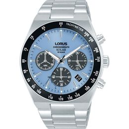 Lorus Herren Chronograph, silber, Armbanduhren, Armbanduhr, Solar, Herrenuhr, Edelstahlarmband, Datum, Stoppfunktion