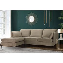 Ecksofa Home Affaire, B:235cm H:83cm T:163cm, beige, 100% Polyester, Wohnzimmer, Sofas, "Light L-Form", inklusive loser Zierkissen, mit schmalen