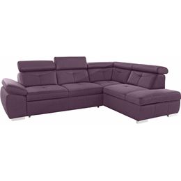 Ecksofa, B:274cm H:81cm T:206cm, lila, exxpo - SOFA FASHION, NaturLEDER (echtes Rindsleder) in Sitz und R&uuml;cken. Korpus in passendem Kunstleder