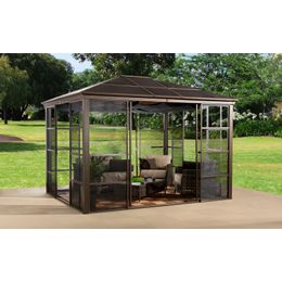Pavillon Sojag, braun, Garten, Pavillons, "Castel 10x12", BxT: 297x362 cm, inkl. Sonnensegel