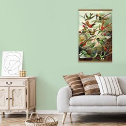 Leinwandbild, B:60cm H:80cm T:2,3cm &Oslash;:2,3cm, bunt, Art for the home, Leinwand, Wohnzimmer, Bilder, "Hummingbirds", Luxus Kakemono Leinen Wandposter