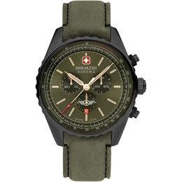 Herren Chronograph "AFTERBURN CHRONO, SMWGC0000340", grün, SWISS MILITARY HANOWA, Armbanduhren, Quarzuhr, Herrenuhr, Datum, Stoppfunktion,