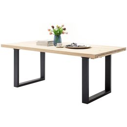 Kulissen-Esstisch MCA furniture, B:200cm H:77cm T:100cm, grau, Eiche Bianco geölt, Holz, Massivholz, aufgedoppelt, Tische, "Dayton Esstisch