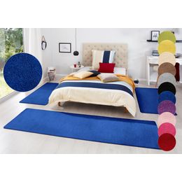 Bettumrandung Hanse Home, H:7mm, blau, Obermaterial: 100% Polypropylen, Schlafzimmer, Bettumrandungen, "Fancy", Unifarben, Bettvorleger, 3-teiliges