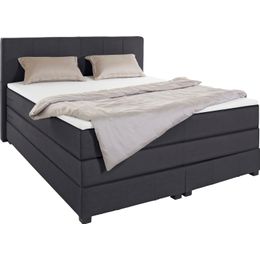 Boxspringbett OTTO products, B:170cm L:213cm, schwarz, Struktur fein aus 100%-recyceltem Polyester, Komplettbetten, "Peetu",
