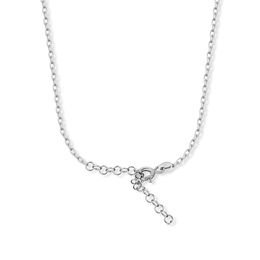 dKeniz Damen Kette mit Anh&auml;nger "925 Sterling Silber rhodiniert Gl&auml;nzend 42+3cm Zirkonia Wei&szlig;", 42+3cm, Silber 925 (Sterlingsilber), L: 45 B: 16mm,