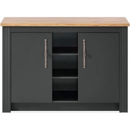 Spülenschrank KOCHSTATION, B:130cm H:92cm T:60cm, grau, Küche, Schränke, "KS-Westminster", im romantischen Landhausstil, Breite 130 cm, exclusiv by