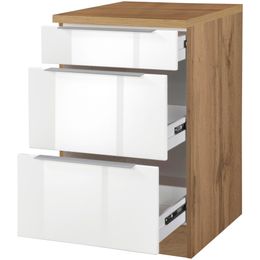 Unterschrank KOCHSTATION, B:50cm H:85cm T:60cm, wei&szlig;, Holzwerkstoff, MDF, K&uuml;che, Schr&auml;nke, "KS-Brindisi", 50 cm breit, inklusive 2 gro&szlig;er Ausz&uuml;ge