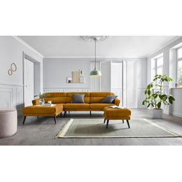 Ecksofa OTTO HOME, B:302cm H:86cm T:178cm, gold, Samtoptik (100% Polyester);Luxus-Microfaser weich (100% Polyester);Struktur (100%