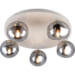 s.Oliver Deckenleuchte "ANJELLA, Deckenlampe exkl 5x E14, in warm grey (beige) + smoke Glas", 5, Ø 14,5cm H: 20cm, 1 Stk.greige rauchglas,