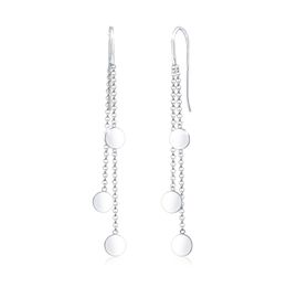 Elli Damen Paar Ohrhänger "Ohrhänger Geo Kreis Plättchen Trend 925 Sterling Silber", onesize, ohne Stein, Silber 925 (Sterlingsilber), silber, Silber