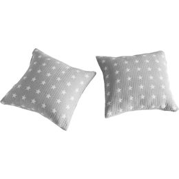 Kissenbez&uuml;ge my home, B:50cm L:50cm, grau, Polycotton, Obermaterial: 50% Baumwolle, 50% Polyester, Kissenbez&uuml;ge, "Yolanda Kissenh&uuml;lle im Sterne