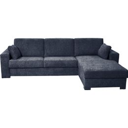 Ecksofa Home Affaire, B:280cm H:85cm T:173cm, blau, 100% Polyester, Wohnzimmer, Sofas, "Roma "M" Matratzenh&ouml;he 14 cm, Dauerschlaffunktion, mit