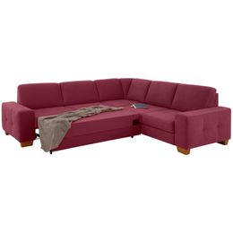 Ecksofa Home Affaire, B:276cm H:86cm T:271cm, rot, Luxus-Microfaser Lederoptik (100% Polyester);Luxus-Microfaser (100% Polyester);Luxus-Microfaser