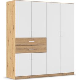 Dreht&uuml;renschrank Rauch, B:181cm H:197cm T:54cm, wei&szlig;, Holzwerkstoff, Schr&auml;nke, "Kleiderschrank Schrank Garderobe MAIKA mit Dekor-Front", 2