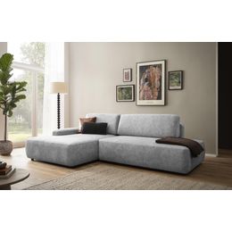 Ecksofa Home Affaire, B:276cm H:82cm T:164cm, silber, 100% Polyester, Wohnzimmer, Sofas, "TORGE, Schlafsofa Cord, Samtvelours u. Strukur fein, Couch