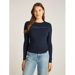 Damen Langarmshirt "TJW SLIM LINEAR TEE LS EXT", blau, Gr. XXL, Tommy Jeans CURVE, Obermaterial: 100% Baumwolle, Shirts, Große Größen