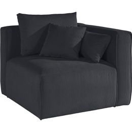 Sofa-Eckelement Home Affaire, B:100cm H:75cm T:100cm, schwarz, Struktur Hahnentritt (67% Polypropylen 33% Polyester);Fellimitat (100%