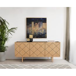 Kommode WOODMAN, B:175cm H:75cm T:45cm, braun, Sideboards, Holzfurnier aus Eiche, Skandinavisches Design, FSC-zertifiziert