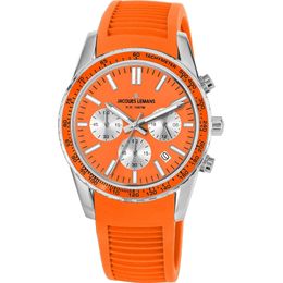 Jacques Lemans Damen Chronograph "Liverpool", orange, Armbanduhren, Quarzuhr, Armbanduhr, Herrenuhr, Damenuhr, bis 10 bar wasserdicht