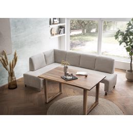 Eckbank, B:244cm H:91cm T:157cm, beige, exxpo - SOFA FASHION, NaturLeder;Strukturstoff (Zusammensetzung: Polyester 100%);Luxus-Microfaser