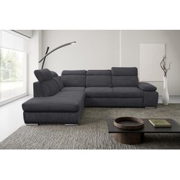 Ecksofa WERK2, B:280cm H:86cm T:230cmgrau, 90% Polyester, 10% Nylon, Sofas, "Memo Alicante", Schlafsofa mit Bettkasten & verstellbaren Kopfstützen.