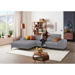 Ecksofa W.Schillig, B:303cm H:70cm T:193cm, grau, Chenille-Flachgewebe R66 (85% Polyester, 15% Nylon), Wohnzimmer, Sofas, "Piedroo, Designsofa mit